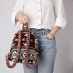 LEMOSE Fashion Backpack Purse for Women, Vintage Boho-Hippie Shoulder Daypack, Small Casual Bag, Ethnic Turkish Pattern Embroidered Chenille Woven Backpacks, Stylish Design Cute Travel Bags