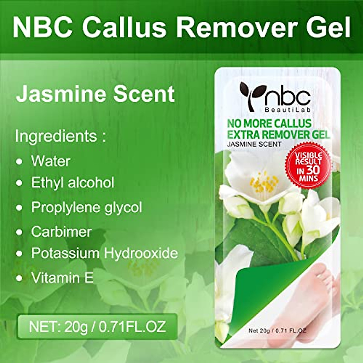 Feet Callus Remover Gel, 12 Packs 8.4 oz with Pumice Stone Scrubber Kit for Professional Pedicure Remove Hard Skins Heels Callouses, Jasmine Scent