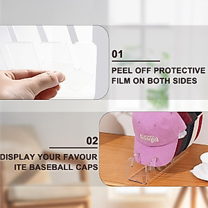 PYOF 2024 New Hat Stand for Baseball Caps - 2 Pack Hat Organizer for 14 Baseball Caps No Install Hat Storage Display Rack Acrylic Hat Holder for Closet, Bedroom, Dresser, Entrance (Clear)