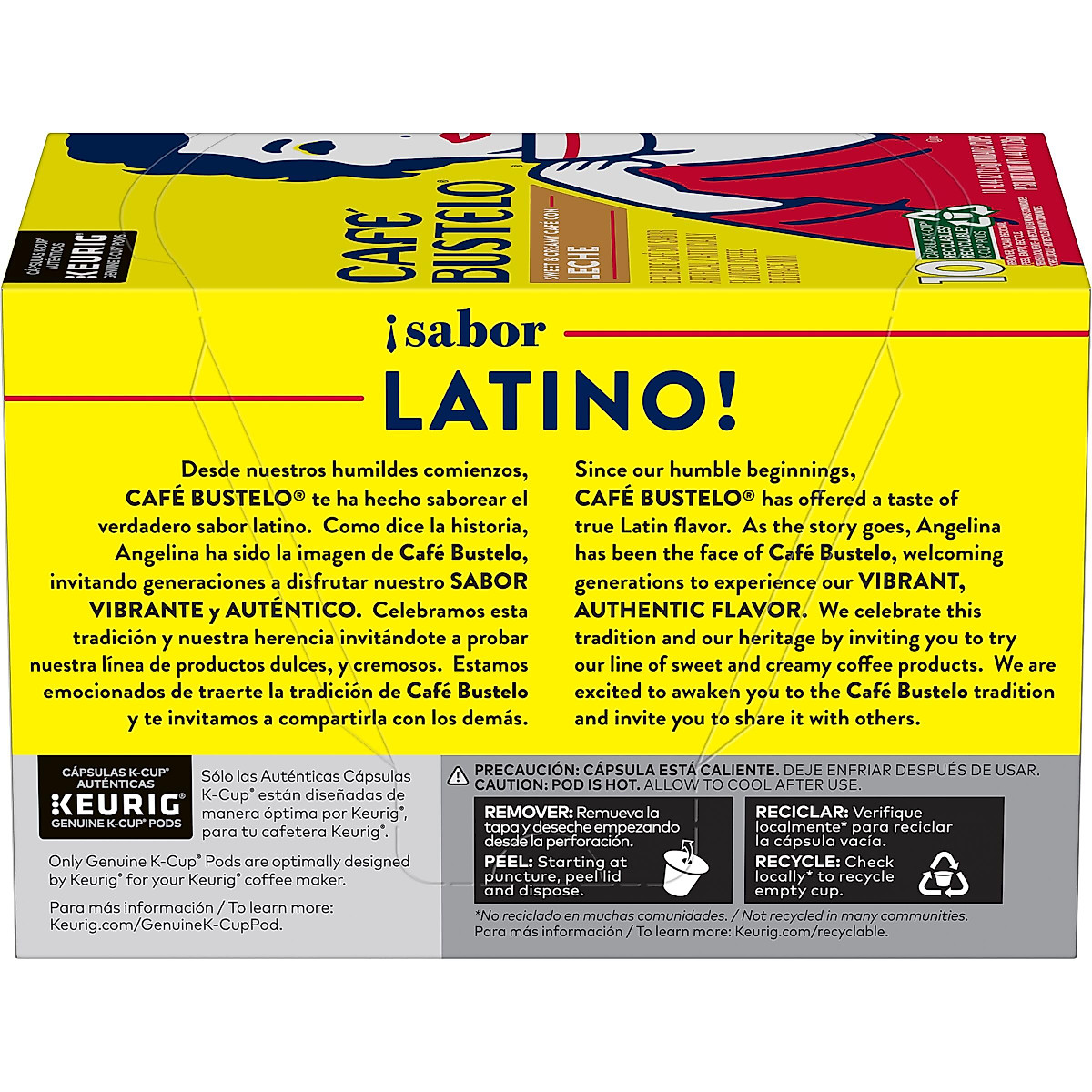 Café Bustelo Café con Leche Flavored Espresso Style Coffee, 10 Keurig K-Cup Pods