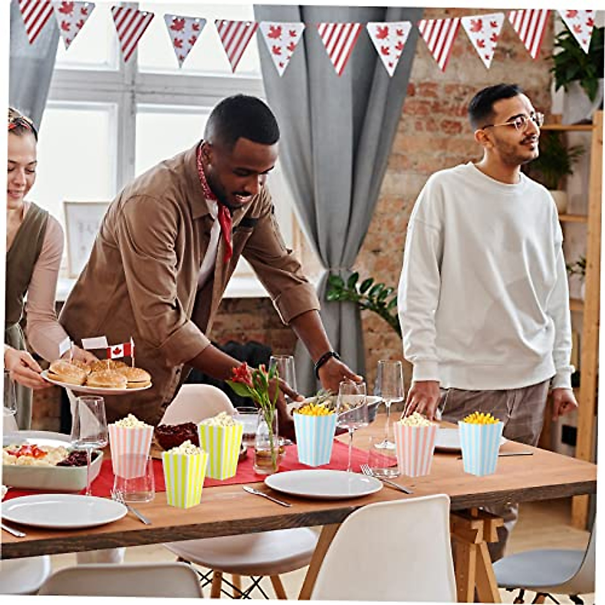 60 Pcs Popcorn Boxes Carton Disposable Containers Snack Boxes for Plastic Container Popcorn Bags Paper Popcorn Boxes Movie Night Supplies Stripe Popcorn Boxes Popcorn Buckets