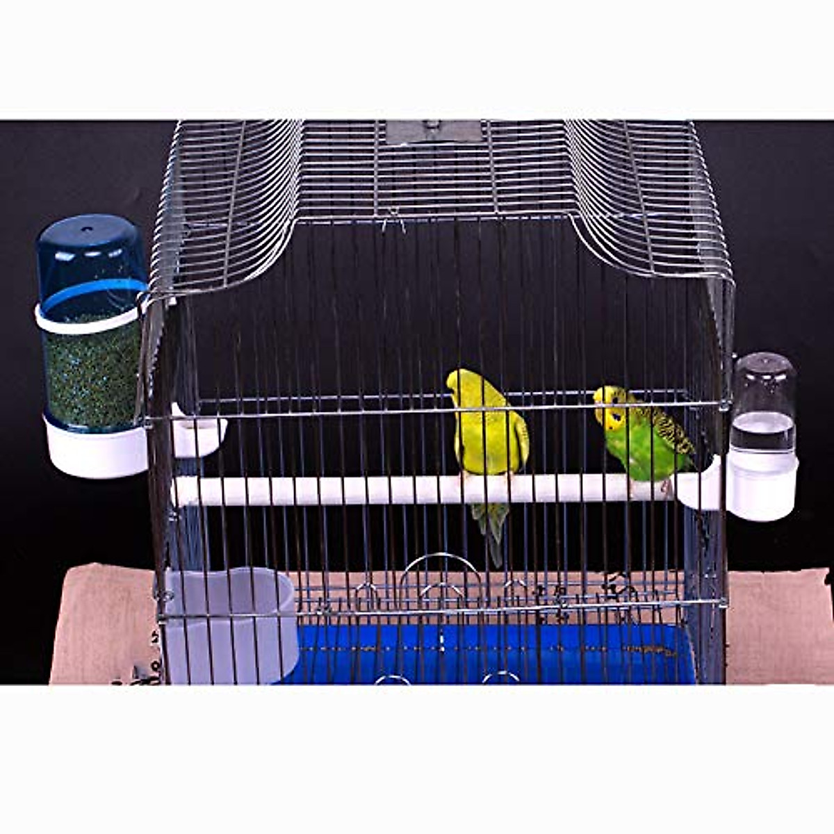 2 Pack Automatic Bird Feeder Bird Water Bottle Drinker Clear Food Seed Dispenser Container Set Hanging in Cage No-Mess for Parrots Budgie Cockatiel Lovebirds Finch Canary Hamster 415ml