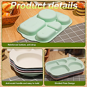 8 Pieces Large 12 Inch Unbreakable Divided Plates Dinnerware Set Microwave Dishwasher Tray Lightweight Plates Unbreakable Tableware for Kitchen Picnic