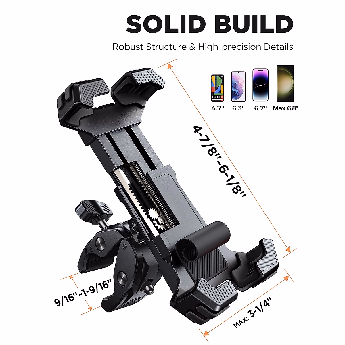 JOYROOM Motorcycle Phone Mount, [Fastest Visualize Lock][150mph Wind Anti-Shake] Bike Phone Holder with Easy Install Handlebar Clamp, fits for Bicycle Scooter ATV/UTV, Fit for iPhone & All Phones