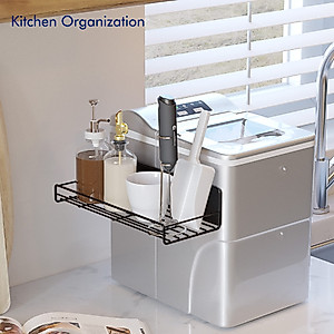 4 Pack Magnetic Spice Rack for Refrigerator, Next to Fridge Spice Organizer Magnetic Shelf for Small Apartment RV Kitchen Whiteboard Classroom Organization and Storage - Black