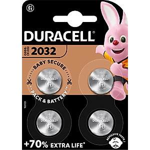 Duracell CR2032 CR2032 Lithium Button Cell Battery 3V (Pack of 4) Ideal for Car Keys, Scales, Fitness Trackers, Medical Devices