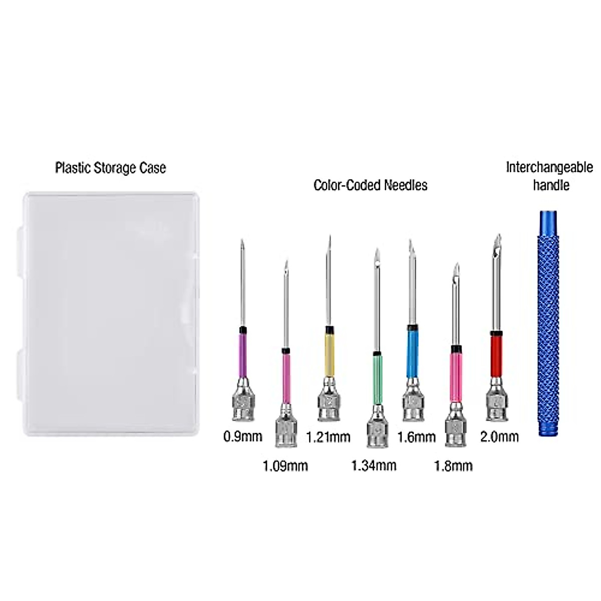 SINGER 8 Piece Punch Needle Embroidery Kit with 7 Assorted Size Punch Needle Heads, Interchangeable Handle, and Punch Needle Storage Case