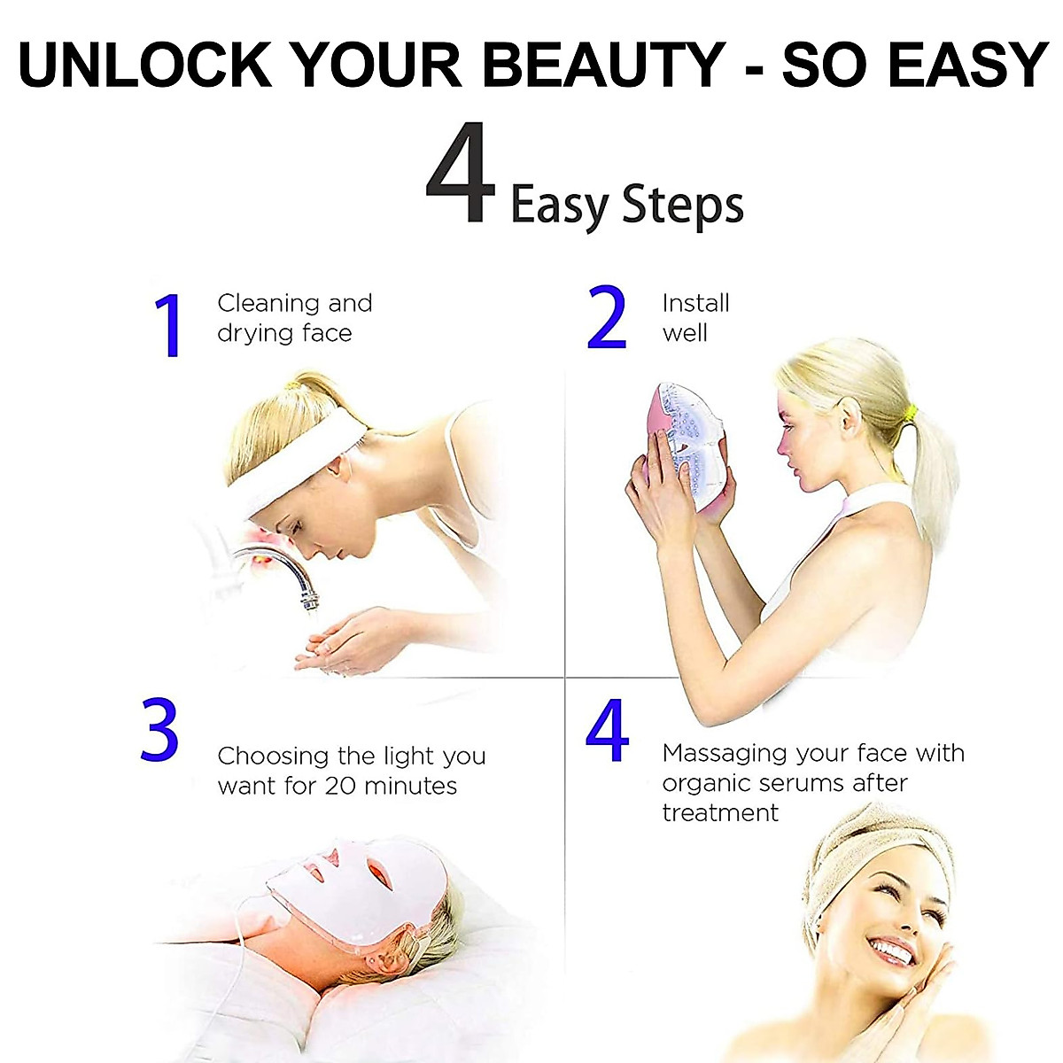 Angel Kiss Light Beauty Mask - Led Face Mask Light Therapy - Red Light Therapy Mask for Face - LED Facial Skin Care Mask