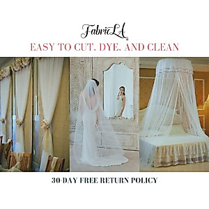 FabricLA 100% Nylon Tulle Mesh Fabric - Wedding Tulle Veil Fabric - 108" Wide (270 CM) Tulle Fabric Bolt of 50 Yard - Use as Wedding Gowns, Wedding Veils, Dresses, & Interior Design - Ivory