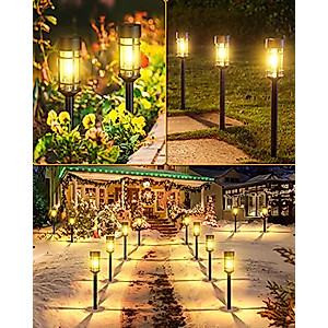 8 Pack Solar Pathway Lights, Upgrade Bright Solar Garden Lights Decorative, Waterproof Solar Outdoor Lights Christmas Pathway Lights for Yard Lawn Walkway Landscapes, Auto On/Off, Easy-to-Install
