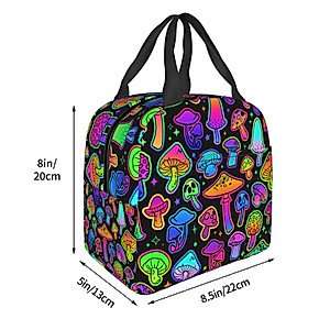 Psychedelic Magic Mushrooms 60s Hippie Reusable Insulated Lunch Bag For Women Men Waterproof Tote Lunch Box Thermal Cooler Lunch Tote Bag For Work Office Travel Picnic