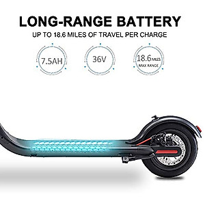 Askmy Adults Electric Scooter - Portable & Foldable Commuter Scooter with Powerful Motor & 3-Speed Mode, Up to 18.6 Miles Long-Range Kick Scooter for Travelling and Leisure