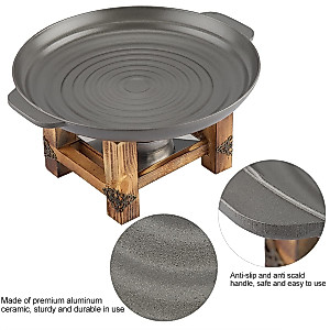 BBQ Round Roasting Tray, luminum Ceramic Plate Non Stick Grill Plate Barbecue Skewers Chafing Dish Party Buffet Pan Cookware for Barbecues, Camping, Durable and Reusable (2L)