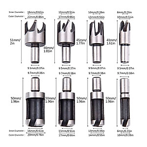 23-Pack Woodworking Chamfer Drilling Tool,5 Flute 90 Degree Countersink Drill Bits,Three Pointed Countersink Drill Bit with L-Wrench,Wood Plug Cutter Tool Drill Bits,Center Punch