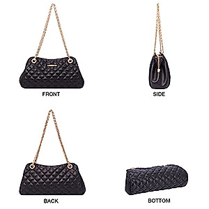 LAORENTOU Cowhide Shoulder Bag for Women Leather Small Satchel Crossbody Bag Quilted Purses With Chain Strap