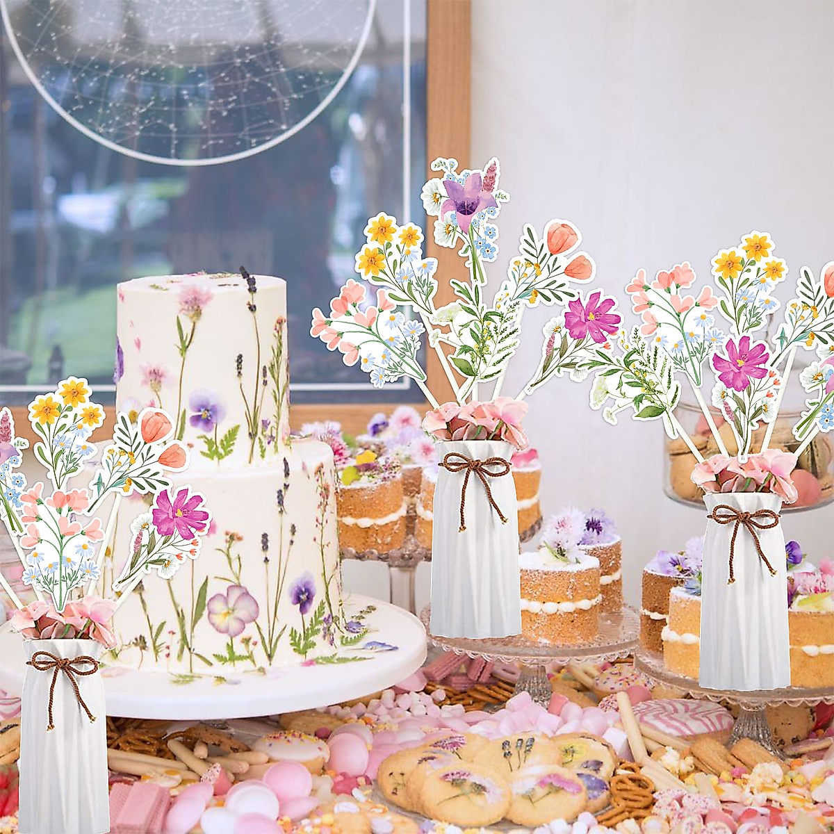 24pcs Wildflower Party Centerpieces Wildflower Baby Shower Birthday Bridal Shower Party Decorations Floral Table Centerpiece for A Little Wildflower is on the Way She is a Wildflower Party