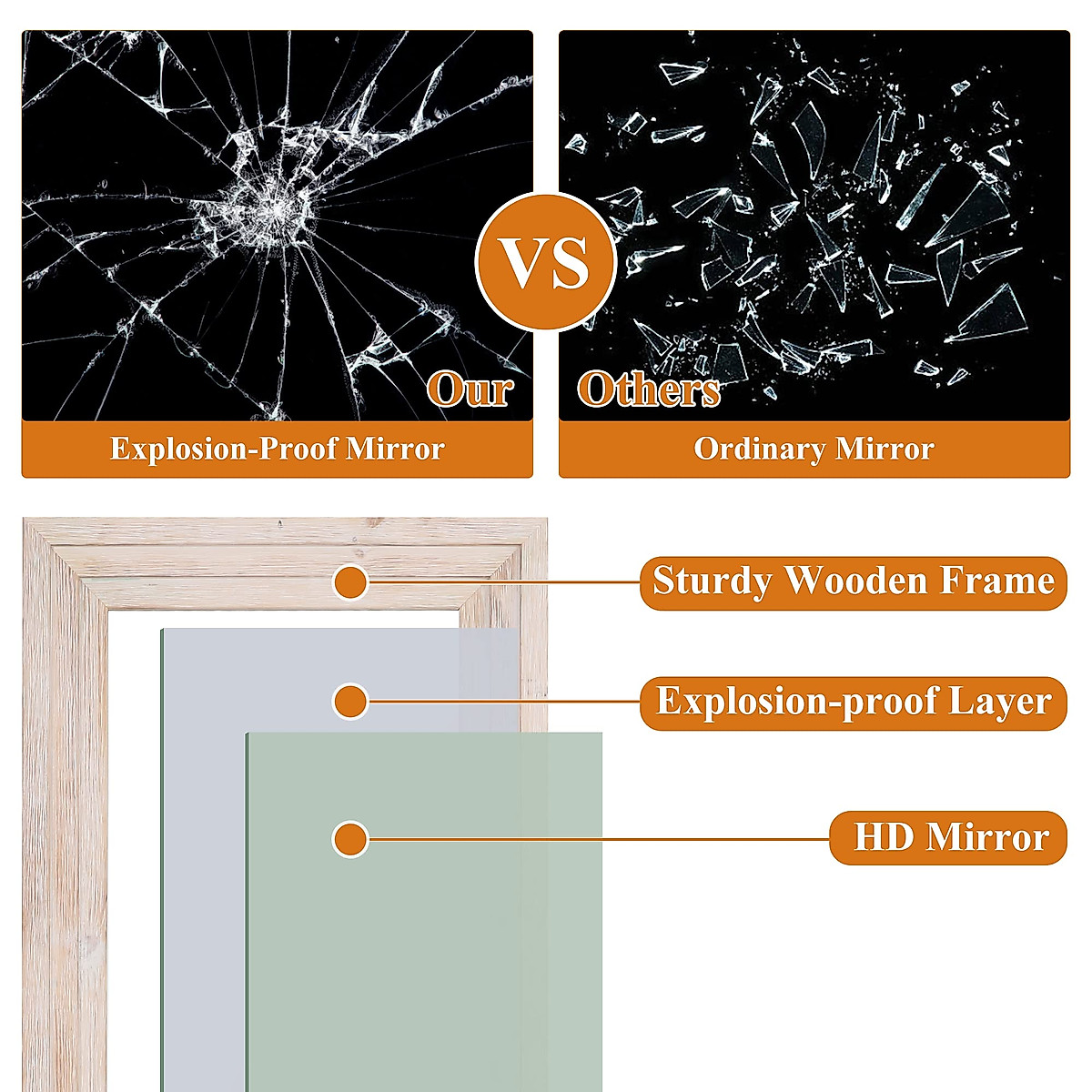 NeuType Rustic Full Length Mirror 65"x22" Large Mirror Rectangular Vintage Wood Framed Floor Mirror Full Body Mirror Hanging or Leaning Against Wall for Living Room Farmhouse, Weathered White