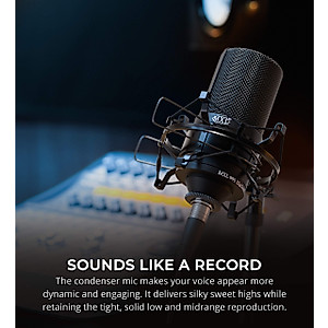 MXL 990 Condenser Microphone for Podcasting, Singing, Home Studio Recording, Gaming & Streaming | Detailed Sound | XLR | Large Diaphragm (Blackout)