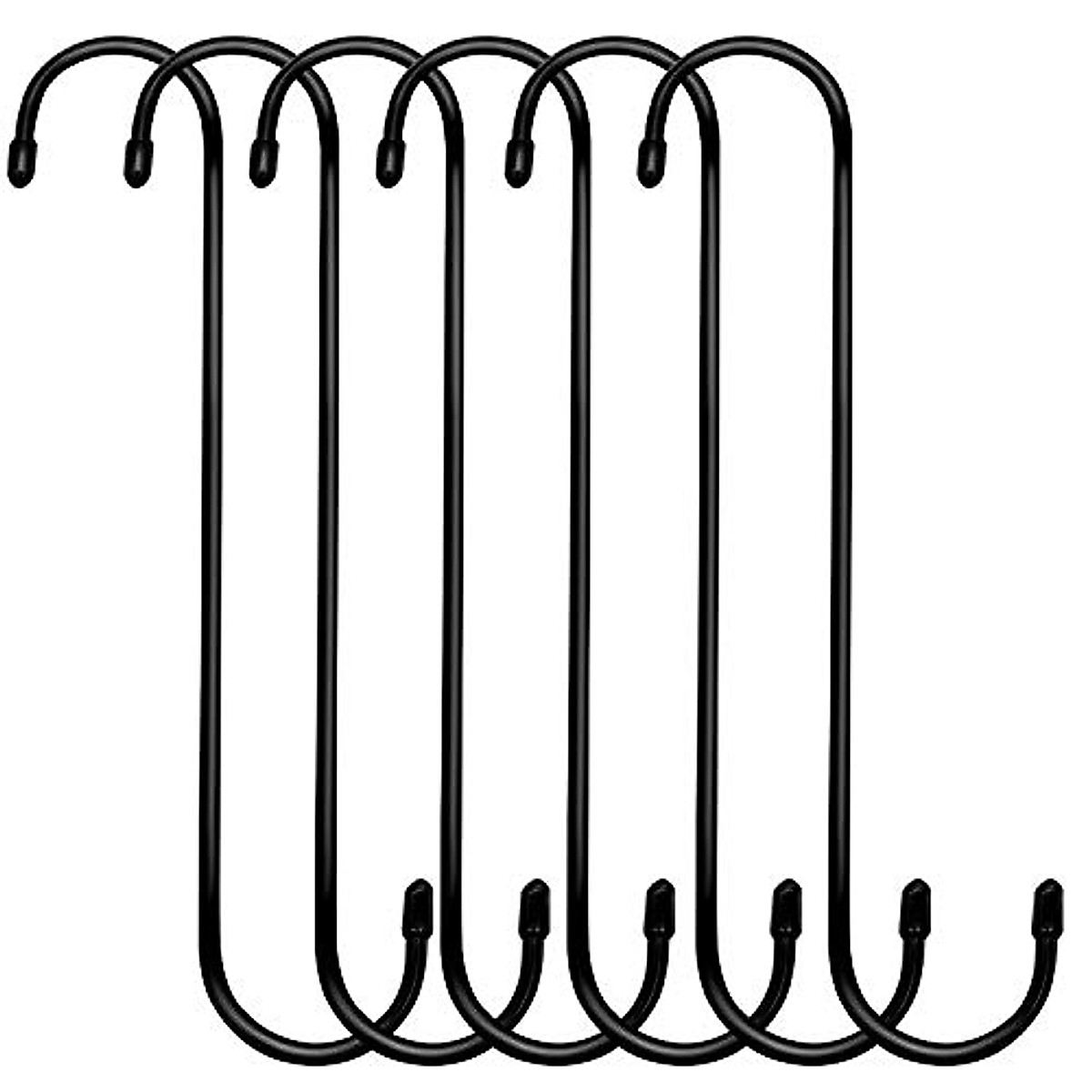ESFUN 6 Pack 10 inch Extra Large S Hooks Black Heavy Duty Long S Hooks for Hanging Plant Extension Hooks for Kitchenware,Utensils,Pergola,Closet,Flower Basket,Garden,Patio,Indoor Outdoor Uses
