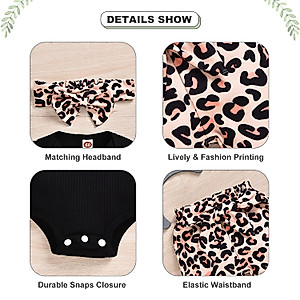 Newborn Infant Baby Girls Clothes Ribbed Bodysuit Romper Leopard Pants Set Fall Winter Spring Outfits (Cheetah, Preemie)