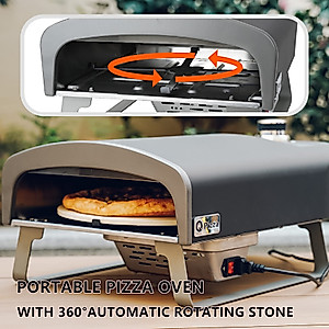 Q Pizza Gas Pizza Oven Portable Propane Pizza Oven with Automatic Rotating Stone for Outdoor Cooking, Portable Gas Pizza Oven For Outside Garden Backyard Party