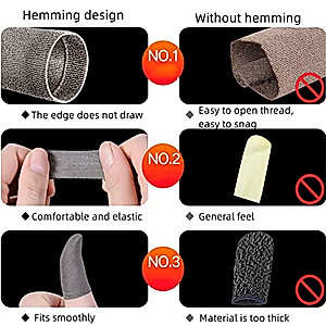 Finger Sleeves for Mobile Game, Anti-Sweat Extremely Thin Full Touch Screen Sensitive Finger Set (Pack of 6 Pairs, Gray), silver