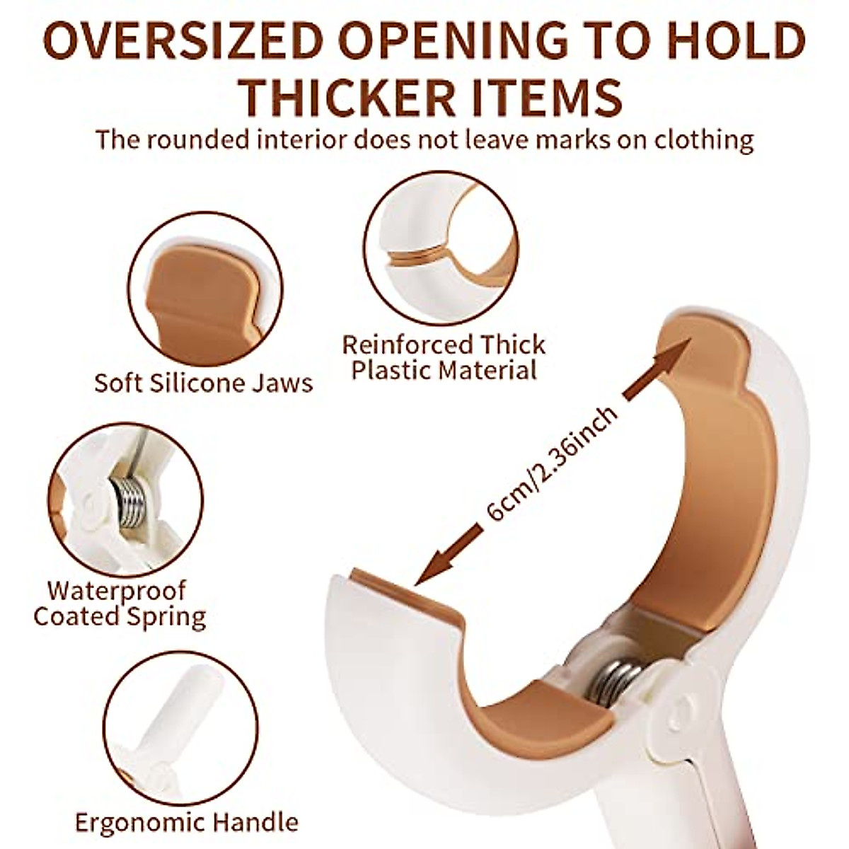 PXRJE 6pcs Plastic Beach Towels Clips + 1pc Storage Bag, Windproof Large Size Beach Towels Holder,Heavy Duty Laundry Clothes Pins Clips on Clothesline and Hanging(Size:XL)