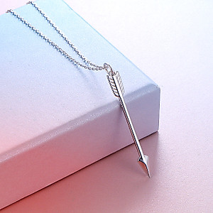 DAOCHONG S925 Sterling Silver Mens Womens Bow Arrow Couple Lovers Pendant Bff Friendship Best Friend Necklace Matching Valentine Day Gift for Women Her