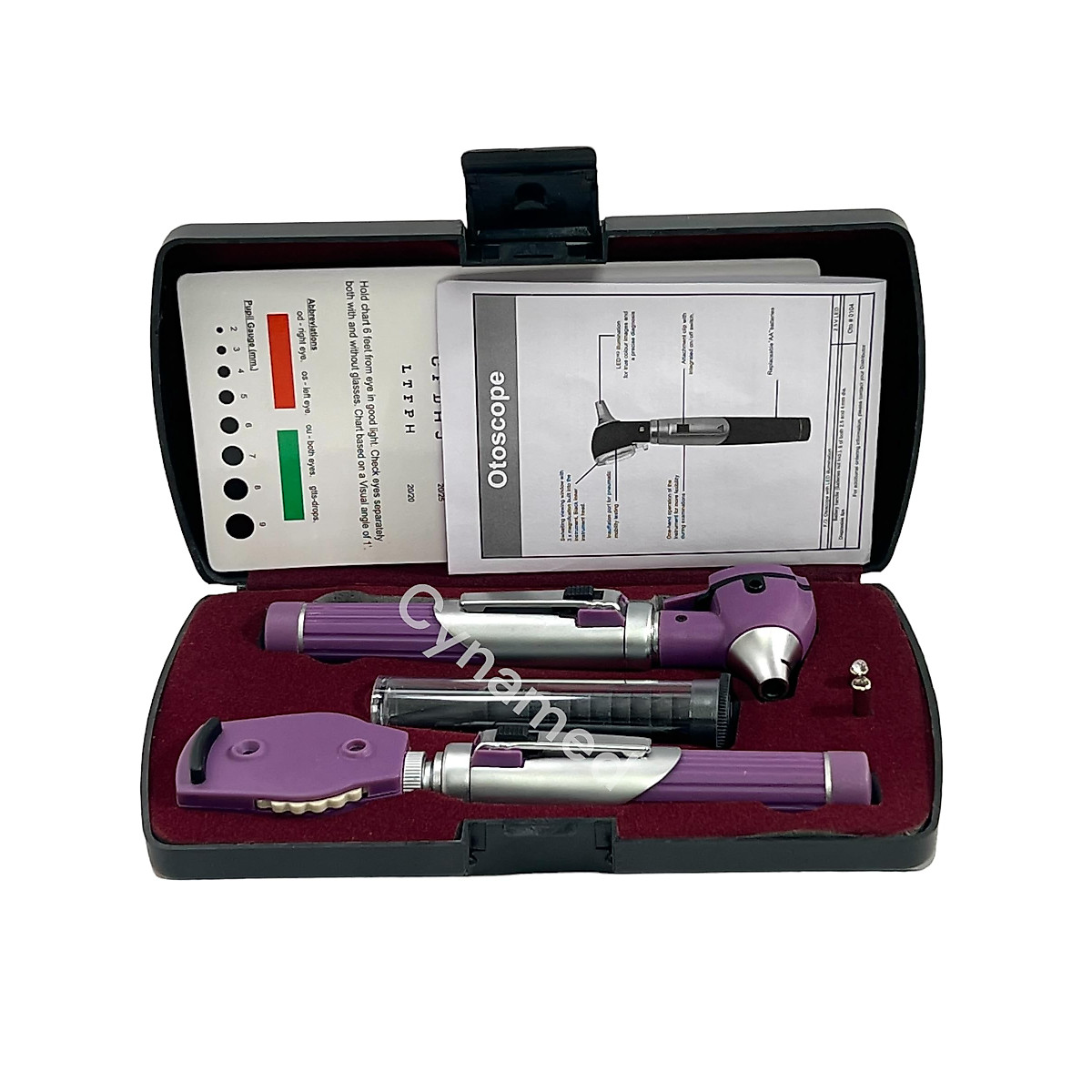 Premium Double Handle Otoscope Set -Otoscope/Great for School -Cynamed (PURPLE)