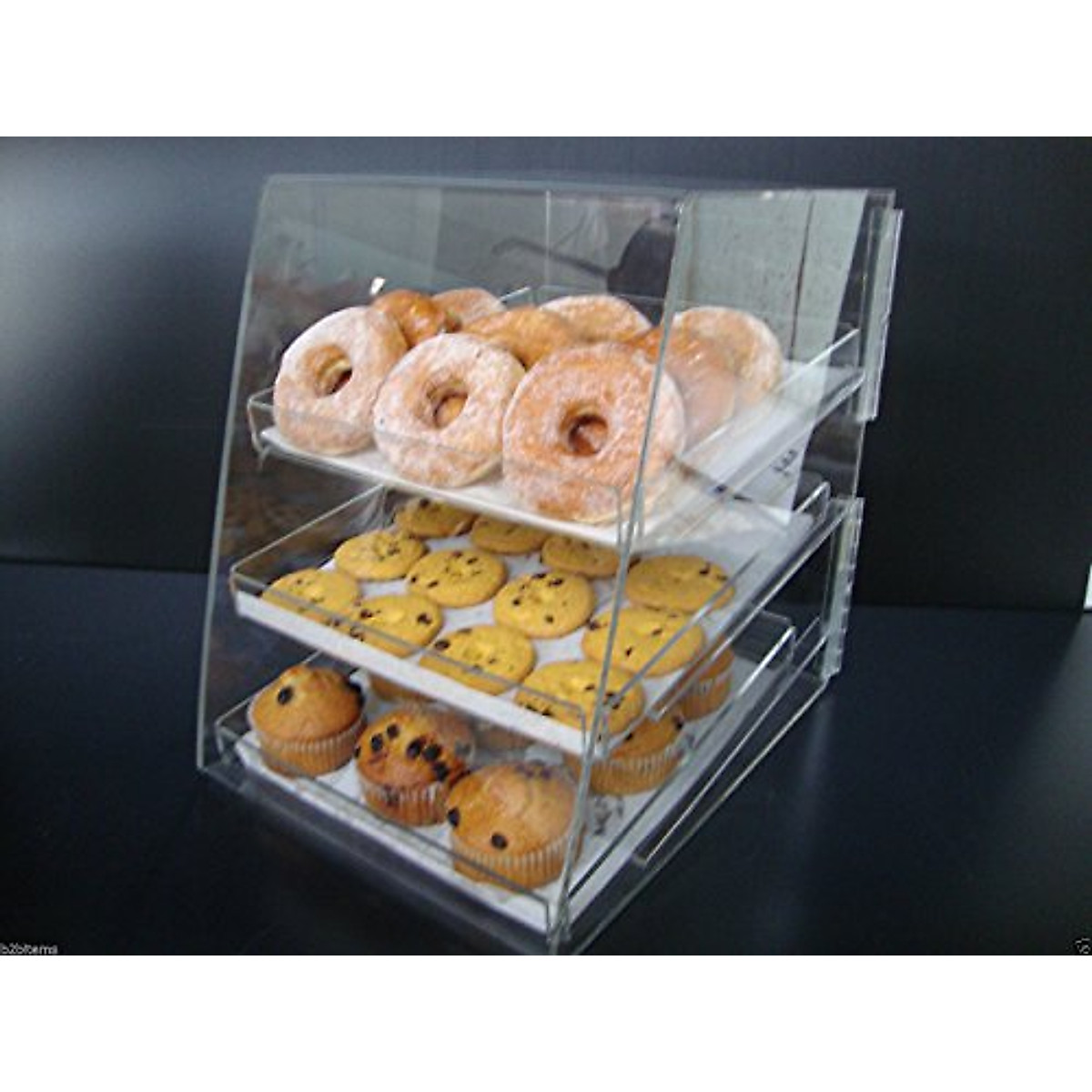 Displays2buy Acrylic Pastry Bakery Donut Bagels Cookie Display Case w/3 trays