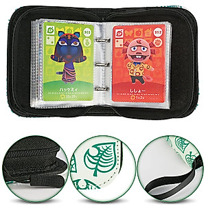 80 Pockets Binder Holder for Animal Crossing Amiibo Cards, Fits 80 Pcs 2.5 x 3.8-Inches Cards with 40 Removable Sleeves (Leaf, Full-Size Binder)