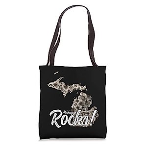 Great Lakes Shaped Men Women Petoskey Stone Michigan Rocks Tote Bag