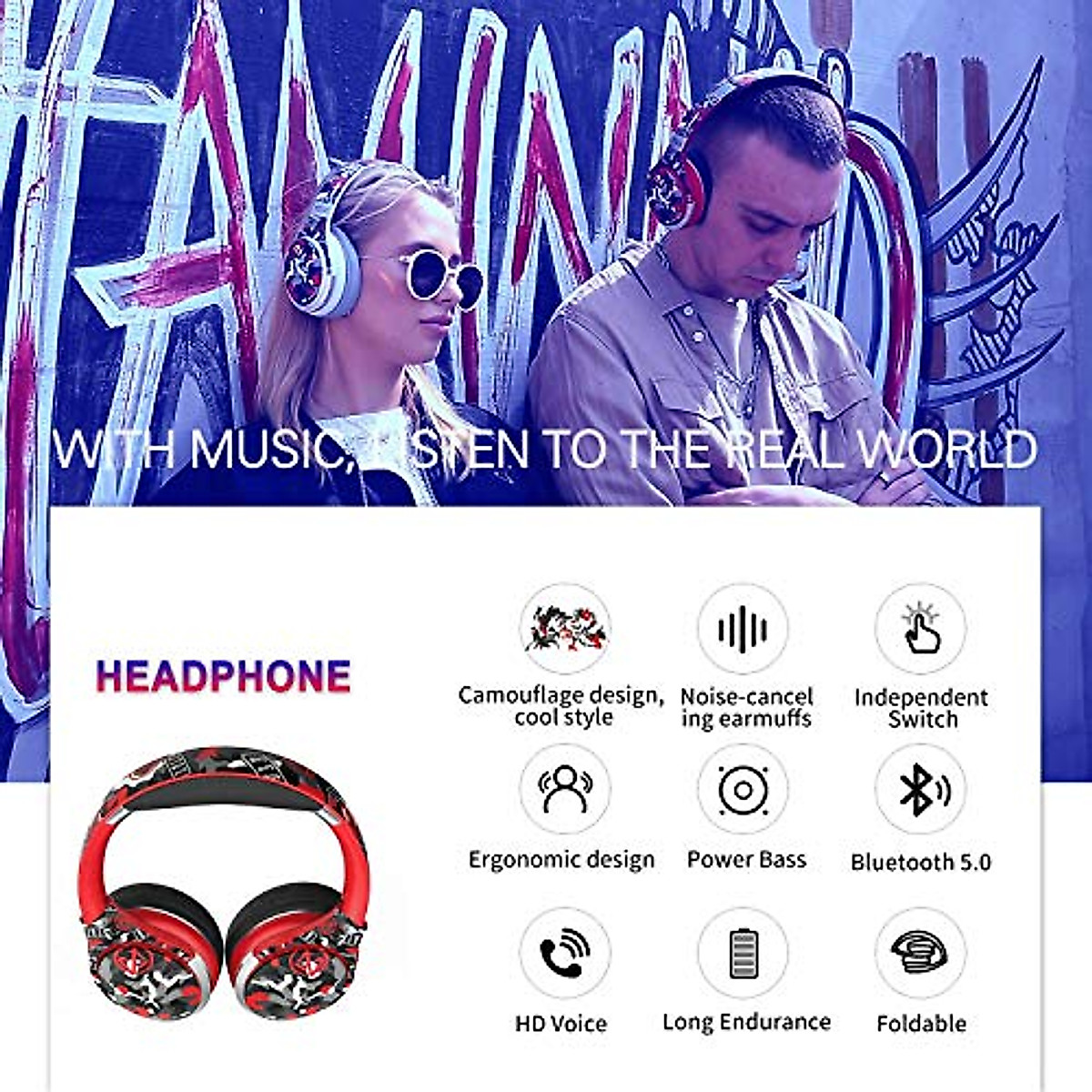 Greshare Wireless Bluetooth Headphones,Over Ear Headphone Hi-Fi Stereo Foldable Headset with Microphone, FM Radio, Wired Mode Compatible with PC/Cellphone/Tablets/TV/MP3. (Black)
