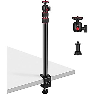 NEEWER Extendable Camera Desk Mount with 1/4" Ball Head, 17”-40” Adjustable Table Light Stand with 1/4" Screw Adapter and C Clamp for DSLR Camera, Ring Light, Live Stream, Vlog, Max Load: 6.6lb/3kg