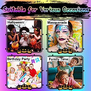 Fenmay Face Painting Kit for Kids, 24 Colors Washable Face Paint, Safe for Sensitive Skin, Non-Toxic Professional Face Painting Kit, Halloween Birthdays Makeup Set with Stencils, Guide Book