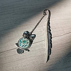 Gzrlyf Owl Bookmark Glow in The Dark Bookmark Luminous Book Markers Metal Book Lover Gifts (Luminous Bookmark)