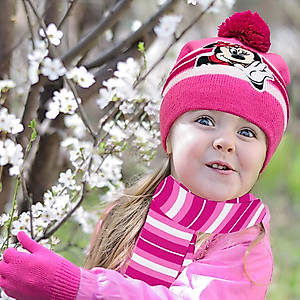 Disney Minnie Mouse Bowtique Girls Pink Hat Scarf and Glove Set - Size 4-14 [4014]