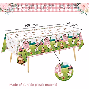 171Pcs Farm Animals Party Supplies Tableware Set Cute Pink Animal Baby Shower Includes Plate Napkins Cups Farm Tablecloth Banner for Farm Birthday Party Barn Animal Theme Party