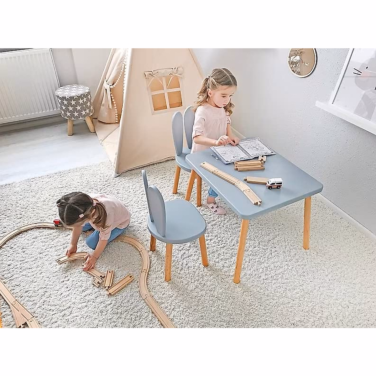 Wooden Kids Table and Chair Set, Wooden Table, Wooden Chair for Kids, Montessori Table and Chair, Wooden Activity Table