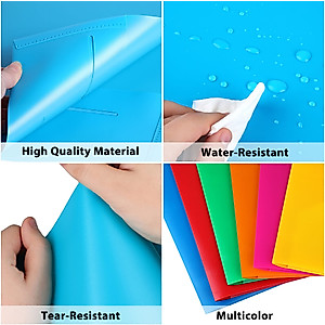 HABGP 6 Pack Plastic Folders with Pockets, Multiple Color Heavy Duty 2 Pocket Letter Size Folders w Business Card Holder for School Office