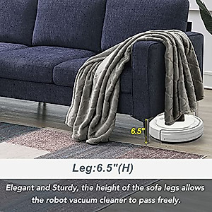 HAUSHECK L-Shaped Convertible Sectional Couch with Reversible Chaise Lounge,Chenille Fabric, Comfortable Cushions, Metal Leg, 2 Pillows Included, Mid-Century Modern Sofa for Living Room, Small Space