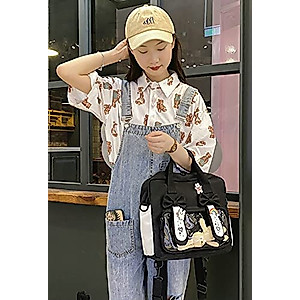 Obosoyo Kawaii Backpack Tote Bag Aesthetic with Accessories Crossbody Bags for Women Shoulder bag School Bag Cute