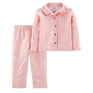 Simple Joys by Carter's Toddler Girls' 2-Piece Coat Style Pajama Set, Pink, Dots, 2T