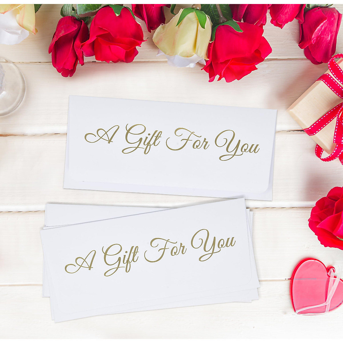 Gift Boutique - 100 Christmas Currency Envelopes Holiday Money Gift Envelope Holder Enclosure A Gift For You Gold Design 2 7/8” x 6 ½” for Cash Check Coin Note Mailing Gifts Office Wedding Party Favor