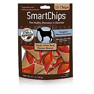 SmartBones SBPB-00235 SmartChips For Dogs, Rawhide-Free 12 Count, Peanut Butter