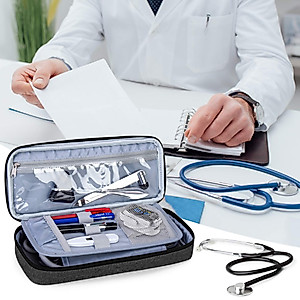 Trunab Stethoscope Case with Inner Divider, Stethoscope Carrying Case Compatible with 3M Littmann/MDF/ADC and Extra Accessories for Nurses, Pediatric Doctor or Hospital Intern, Black(Patent Design)