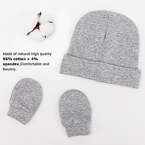 BQUBO Newborn Baby Hats and Mittens Sets Infant Boys Girls Cotton Beanie Gloves Newborn Hospital Caps for 0-6 Months
