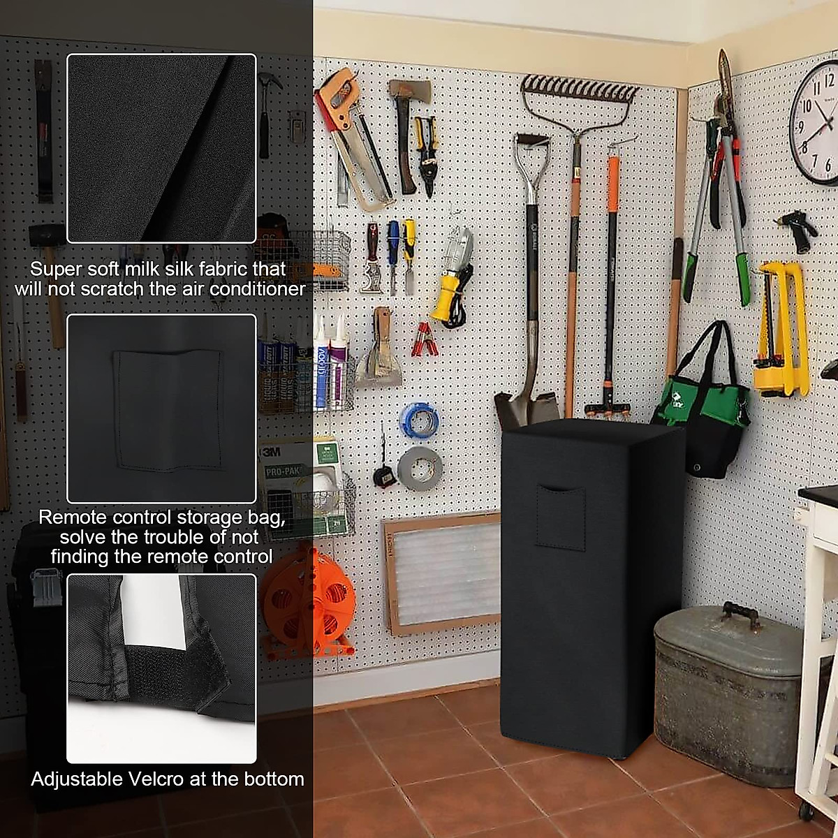 Portable Air Conditioner Cover, Dustproof and Waterproof AC Cover for Indoor Use Winter Storage Fits Most AC Units, Remote Storage Bag Included - 13.2x12.2x28.5inch (Black)