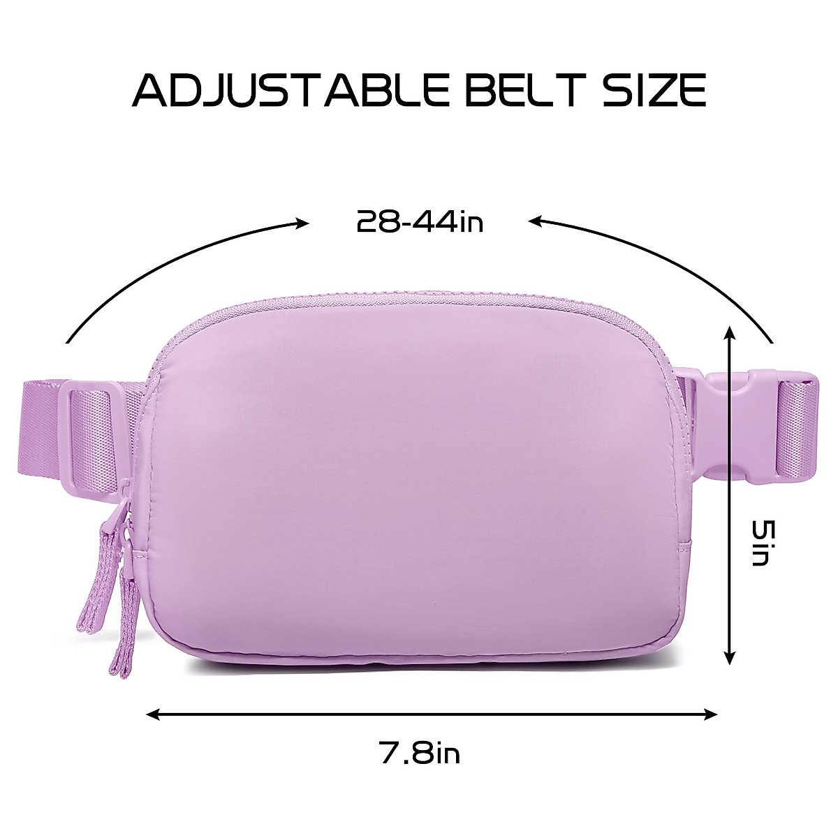 Belt Bag for Women Two-Way Zipper Cross Body Fanny Pack Fashion Waist Packs Everywhere Belt Bag with Adjustable Strap Gifts for Teen Girls Women Men (Lavender)