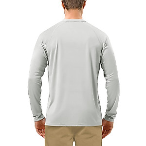 Roadbox Mens UPF 50+ UV Sun Protection Shirts Outdoor Long Sleeve SPF Diving Rash Guard for Fishing Hiking Swimming Grey